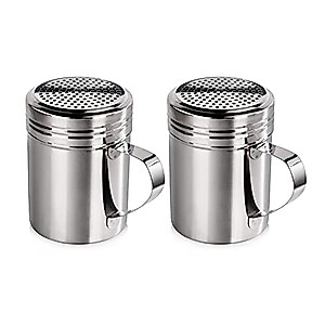 New Star Foodservice 28485 Stainless Steel Dredge Shaker with Handle, 10-Ounce, Set of 2