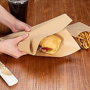 Bag Tek Kraft Paper Large Double Open Bag - Greaseproof - 10" x 9" - 100 count box - Restaurantware