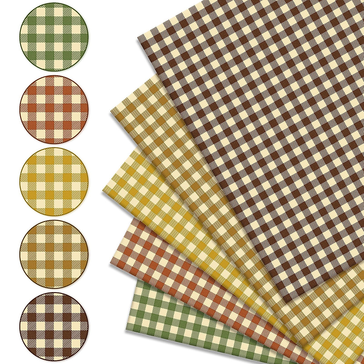 Whaline 10Pcs Fall Cotton Fabric Bundles 18 x 22 Inch Autumn Buffalo Plaid Fat Quarters Checkered Quilting Patchwork Squares Plaid Sewing Fabrics for Harvest Thanksgiving DIY Handmade Craft Decor