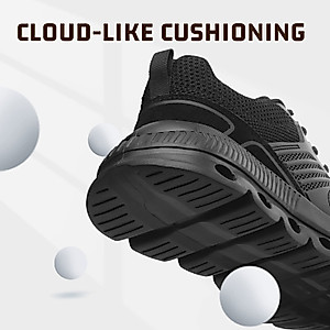 Steel Toe Sneakers for Men Women Lightweight Air Cushion Safety Shoes Breathable Steel Toe Shoes Comfortable Work Shoes Black