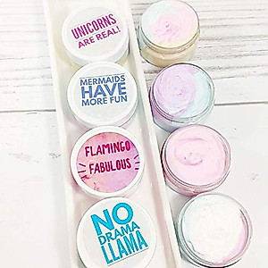 Whipped Body Butter Collection Set of 4 Hand Creams. Unicorn Mermaid Flamingo Llama