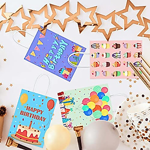 GITMIWS 24Pcs Birthday Gift Bags with Handles - 8.7" Small Paper Bags, Favor Bags, Goody Bags, Goodie Bags, Party Bags for Kids Birthday