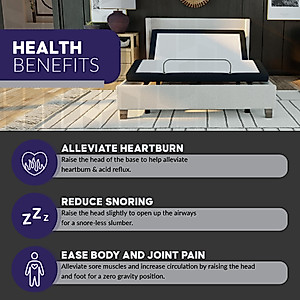 Blissful Nights e3 Split King Adjustable Bed Base Frame with Wireless Remote, Head and Foot Incline with Both Left and Right Sides, Easy Assembly, and 10 Year Warranty