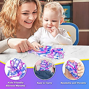 Dinosaur Fidget Push Pop Toy, Fidgets Educational Popping Toy for Girls Squeeze Bubble Sensory Toy Relieve Stress & Anxiety for Adults and Teen