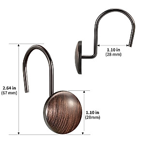 CHICTIE Bronze Shower Curtain Hooks Rings,Oil Rubbed Metal Rust Resistant Decorative Shower Curtain Hooks,Set of 12 Farmhouse Style Shower Rings Hangers for Bathroom