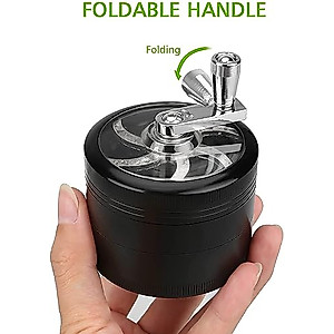 Herb Grinder, 2.5 inch 4 Layers with Zinc Alloy Manual Handle Grinder Kitchen Spice Grinder