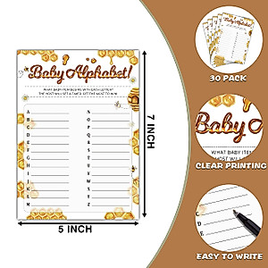 Baby Shower Game Set - Baby Alphabet Game Cards for Gender Reveal Party - Bumble Bee Baby Shower Games & Activities - Honey Honeycomb Party Favor Decoration for Men and Women - 30 Game Cards(F19)