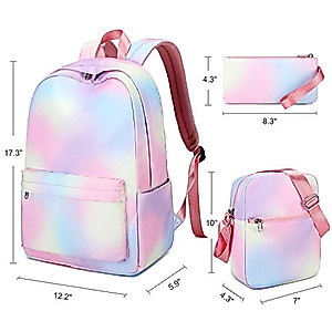 CAMTOP School Backpacks for Teen Girls Rainbow Backpack School Bookbags Set Lunch bag Pencil Case (Y064/Rainbow)