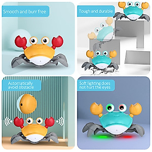 Crawling Crab Sensing Escape Toy, Tummy Time Baby Toy with Music& Lights, Interactive Kids Infant Learning and Entertainment Fun Toy Birthday Christmas, Green