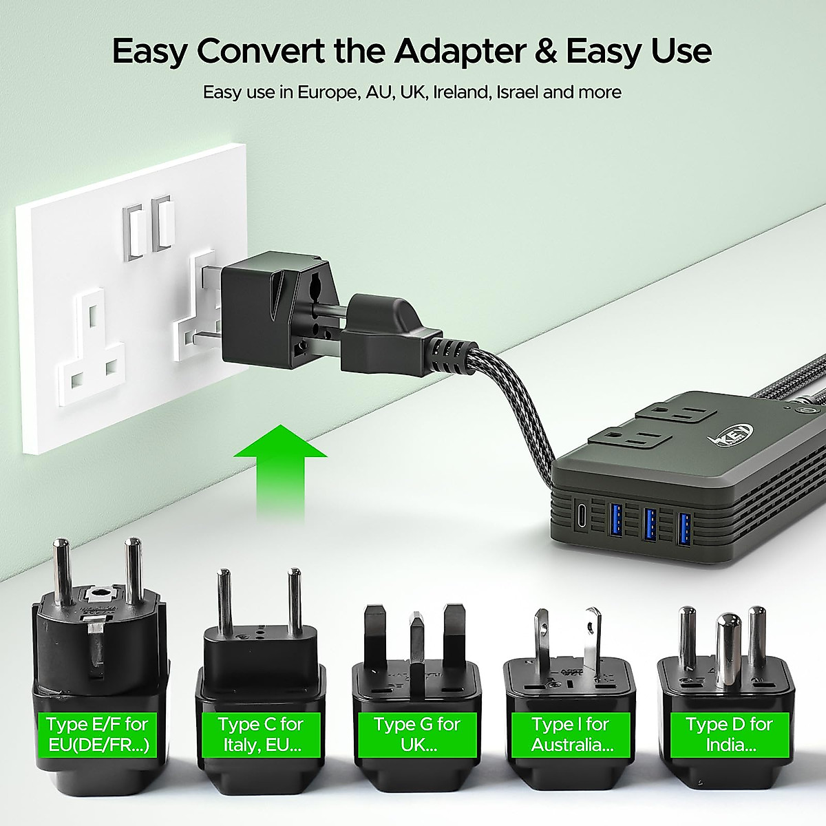 230w Voltage Converter 240V/220V to 120V/110V Key Power International Power Converter Travel Kit - Travel Adapter Use for USA Appliance Hair Straightener, Overseas in Europe, Australia, UK, Italy, etc