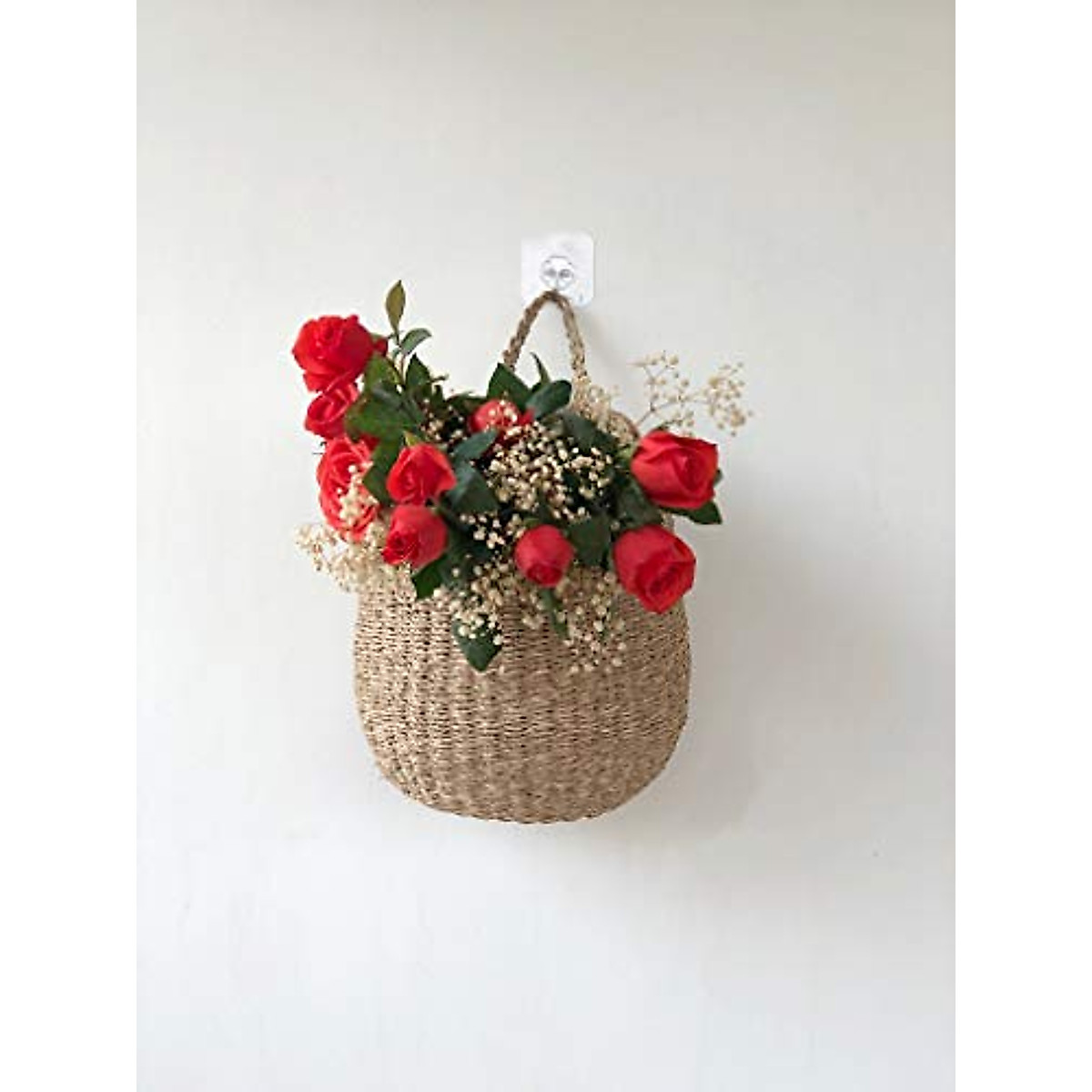 ArteeHome Wall Hanging Medium and Small Storage Baskets, Plant Basket, Woven Wicker Seagrass Hanging Basket, Utensils Holder for Kitchen, Front Door Basket, Boho Chic Decor, Set of 2 pcs