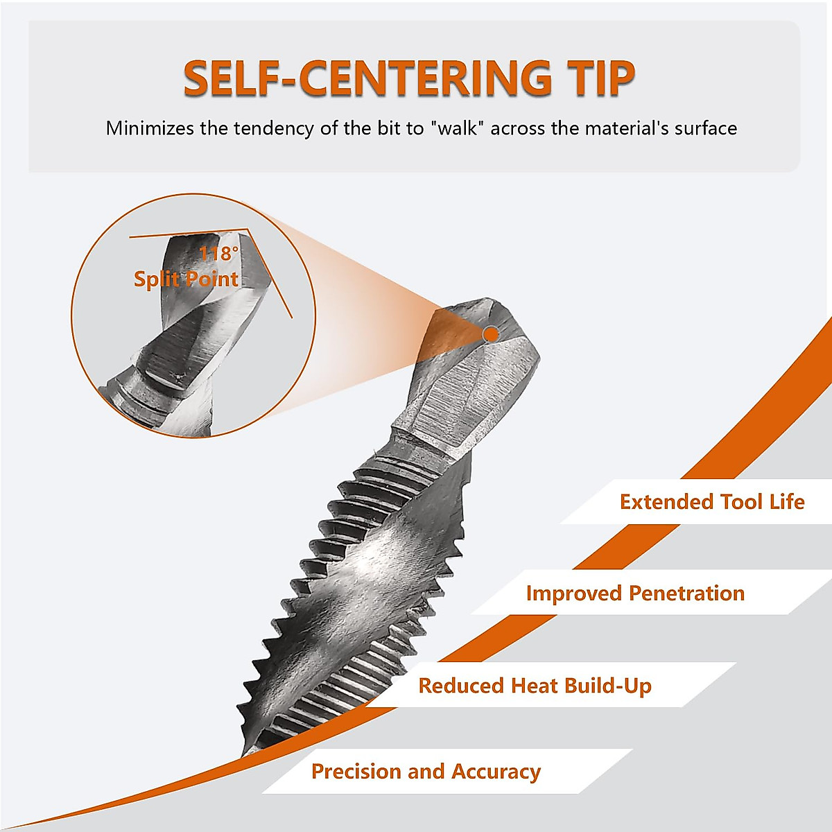 Hymnorq 6-Piece Combination Tap and Drill Bit Set with Dual Twist Flute and 118° Split Point, High-Speed Steel, 1/4" Hex Shank, Ranging from BSW 1/8"-40 to BSW 3/8"-16