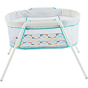 Fisher-Price Stow 'n Go Bassinet Windmill, portable baby cradle with soothing features for infants and newborns