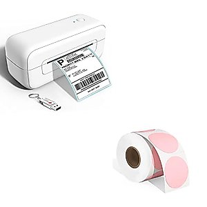 Label Printer with Thermal Pink Round Label - 2"