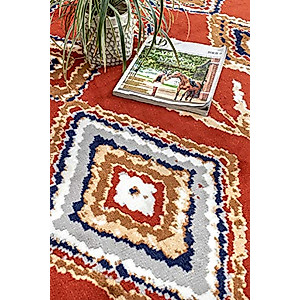 Furnish my Place Moroccan Diamond Rug - 7 ft. 8 in. x 11 ft, Rust, Geometric, Accent Rug with Transitional Style