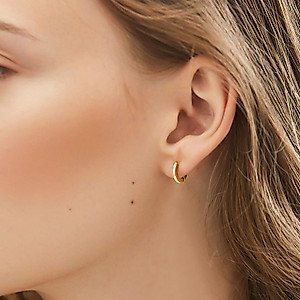 Small Gold Hoop Earrings for Women : 14k Real Gold Plated Hypoallergenic Tiny Cartilage Huggie Girls Ear Jewelry