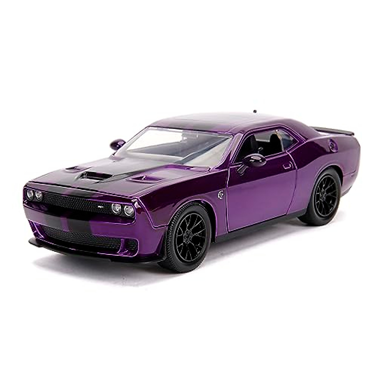 2015 Challenger SRT Hellcat Purple with Black Stripes Big Time Muscle 1/24 Diecast Model Car by Jada 31063