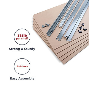 Garage Shelving Units - 71" H x 47" L x 16" W - Heavy Duty Racking - Shelves for Storage -1 Bay - Galvanised - 5 Tier - 2000LB Capacity (400LB Per Shelf) - Workshop, Shed, Office - 5 Year Warranty