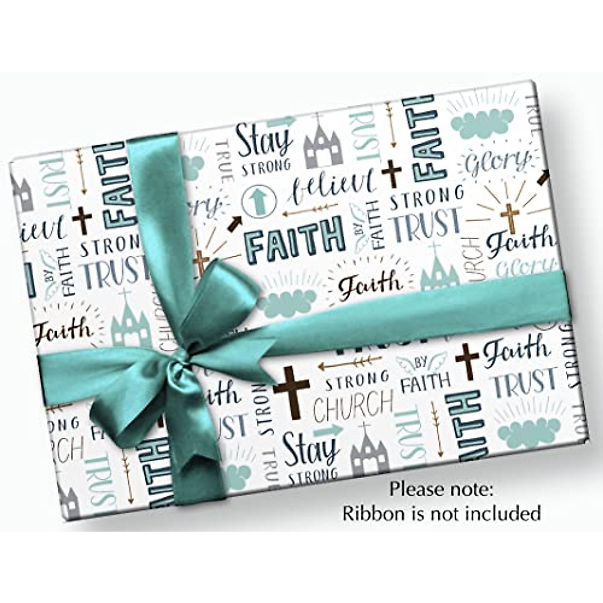 Stesha Party Religious Gift Wrapping Paper - Folded Flat 30 x 20 Inch (3 Sheets)