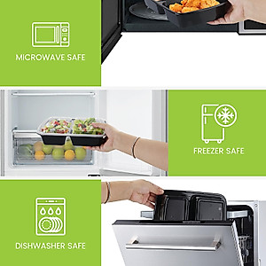 vivigu Meal Prep Containers Reusable 50 Pack - 2 Compartment Plastic Food Containers with Lids, To Go Food Containers BPA-Free, To Go Containers With Lids Microwave, Dishwasher, Freezer Safe 30 oz