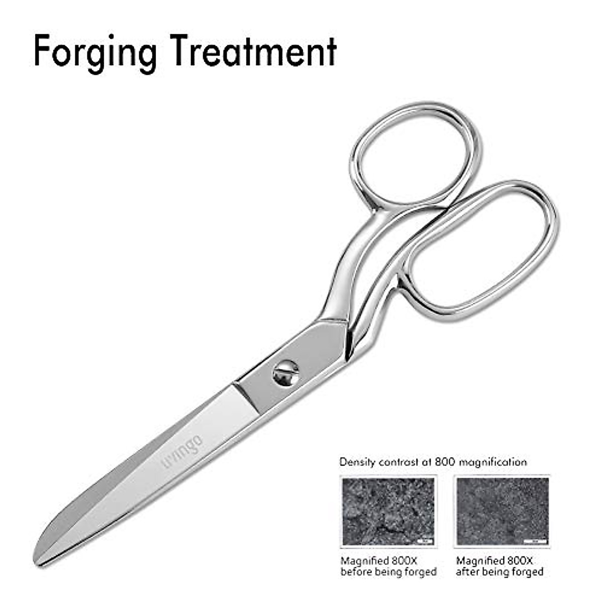 LIVINGO 8" Professional Heavy Duty Tailor Fabric Scissors, Dressmaker Sewing Classic Stainless Steel Ultra Sharp Forged Shears, Bent
