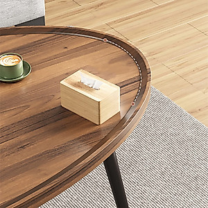 ANS_HOME Wooden Oval Coffee Table Rustic Coffee Table Mid-Century Modern Oval Sofa Table Nesting Tables Center Table for Living Room Bedroom Office Furniture Easy Assembly (31.5")