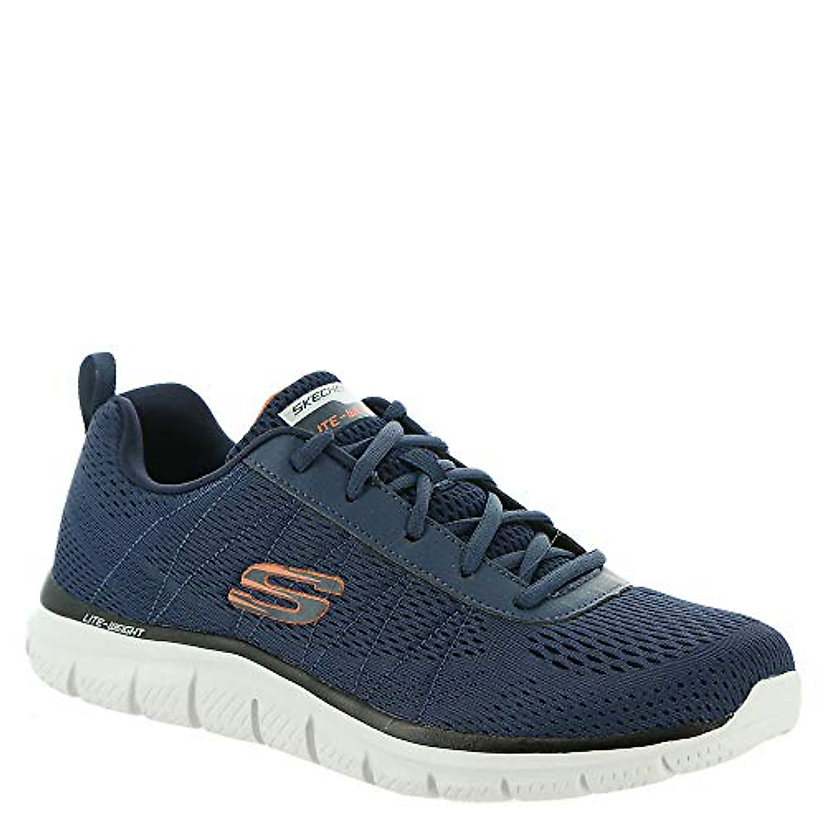 Skechers Men's Track Moulton Oxford, Navy/Orange, 13 Wide
