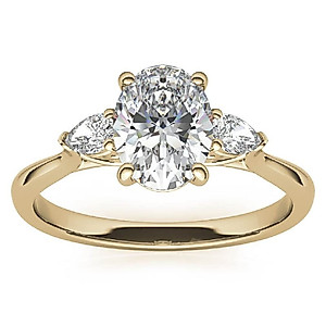 Bhumi Gems 1.5 CT Oval Engagement Ring Three Stone Moissanite Diamond Wedding Bridal Ring, 925 Silver 10K 14K 18K Solid Yellow Gold Ring for Women, Anniversary Promise Gift Her