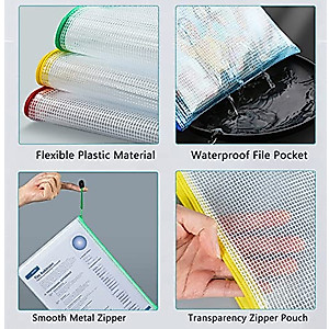 12-Pack Mesh Zipper Pouch Bags | A4 Zippered Pouches with Lanyard Design Perfect for Organizing & Protecting Documents and Items | Waterproof Zip Bags for Storage, Toy & Travel | 6 Colors Available.