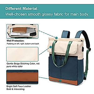 CYUREAY Women Convertible Tote Daypack Laptop Backpack Wide Top Open Work Backpack Travel Casual Backpack with USB Charging Port, Fits 15.6 Inch Laptop 1