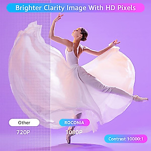 1080P HD Projector with WiFi and Bluetooth,Roconia 9800LM 4K Projector,300" Outdoor Movie Projector,Home Theater Video Projector Compatible with Laptop, HDMI, VGA, USB, iOS & Android Smartphone