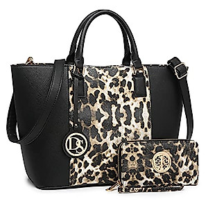 Large Tote Bags Vegan Leather Purses and Handbags for Women Top Handle Ladies Shoulder Bags Satchel Hobo 2pcs Set Leopard