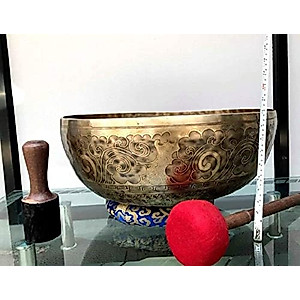 21 Inch Diameter Extra Large Standing Singing Bowl - Foot Carved Singing Bowls - Sound Therapy -Meditation -Yoga Session - Big Healing Bowls