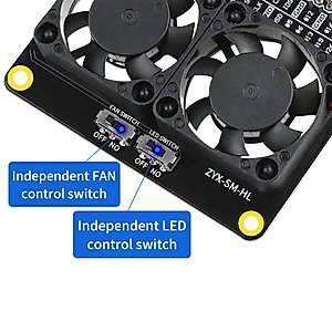 Raspberry Pi 4B Dual Cooling Fans and Automatic Discoloration LED, Raspberry Pi GPIO Expansion Board for Raspberry Pi 4B / 3B+ / 3B / 3A+