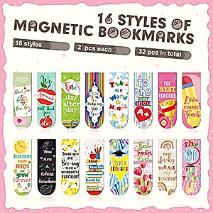 32 Pcs Teacher Magnetic Bookmarks Teacher Appreciation Bookmark Page Clips Graduation Christmas Gifts Bookmark for Teachers Office Supplies(Cute)