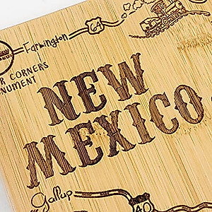 Totally Bamboo Destination New Mexico State Shaped Serving and Cutting Board, Includes Hang Tie for Wall Display
