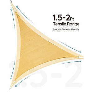 Quictent 12x12x12ft Fire-Retardant Sun Shade Sail Triangle 185G HDPE Canopy with Hardware Kit 98% UV Block for Outdoor Patio Garden (Sand)