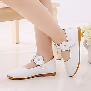 Mercatoo Fancy Shoes for Girls Single Baby Girls Dance Children Kid Princess Student Solid Soft Shoes Flower Baby Shoes (White, 9.5 Little Kid)