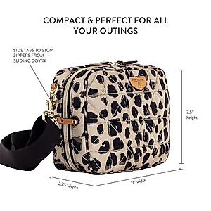 TWELVElittle Diaper Clutch 3.0 - Crossbody Diaperbag with Changing Pad, Detachable Pouch and Wipes Case. Machine Washable - Leopard