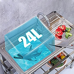 Stainless steel sink, free standing kitchen sink, outdoor garden sink with hot and cold water faucet and storage rack for laundry room, backyard, garage, camping, garden, bathroom