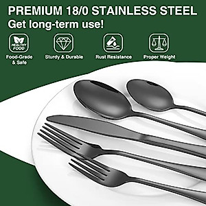 60-Piece Black Silverware Set with Organizer, AIVIKI Stainless Steel Flatware Set for 12, Cutlery Utensil Sets for Home Restaurant, Include Knife Fork Spoon Set, Mirror Polished