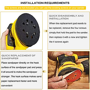 2 Pack 5 Inch 8 Hole Hook and Loop Replacement Sander Pads for DeWalt DWE6421-B2 DWE6421-B3 DWE6423/6423K DWE6421/6421K DCW210B Random Orbit Sander - Sanding Backing Pad
