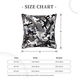 AdaNti Black Grey White Camo Print Corduroy Throw Pillow Covers Soft Square Throw Pillow Case Home Decorations for Bed Sofa Living Room 18"x18"