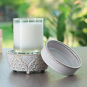 CANDLE WARMERS ETC 2-in-1 Candle and Fragrance Warmer for Warming Scented Candles or Wax Melts and Tarts with to Freshen Room, Vintage White Lace