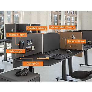 Stand Up Desk Store ReFocus Clamp-on Acoustic Desk Divider Privacy Panel That Reduces Noise and Visual Distractions (Ash Gray, 59" x 23.6")