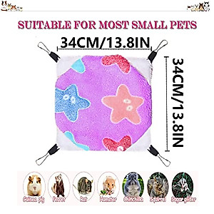 QeeHeng Small Animal Hanging Hammock,Small Pet Swinging Bed,Double-Layer Pet Cage Hammock for Ferret Rat Sugar Glider and Other Small Animals,Purple