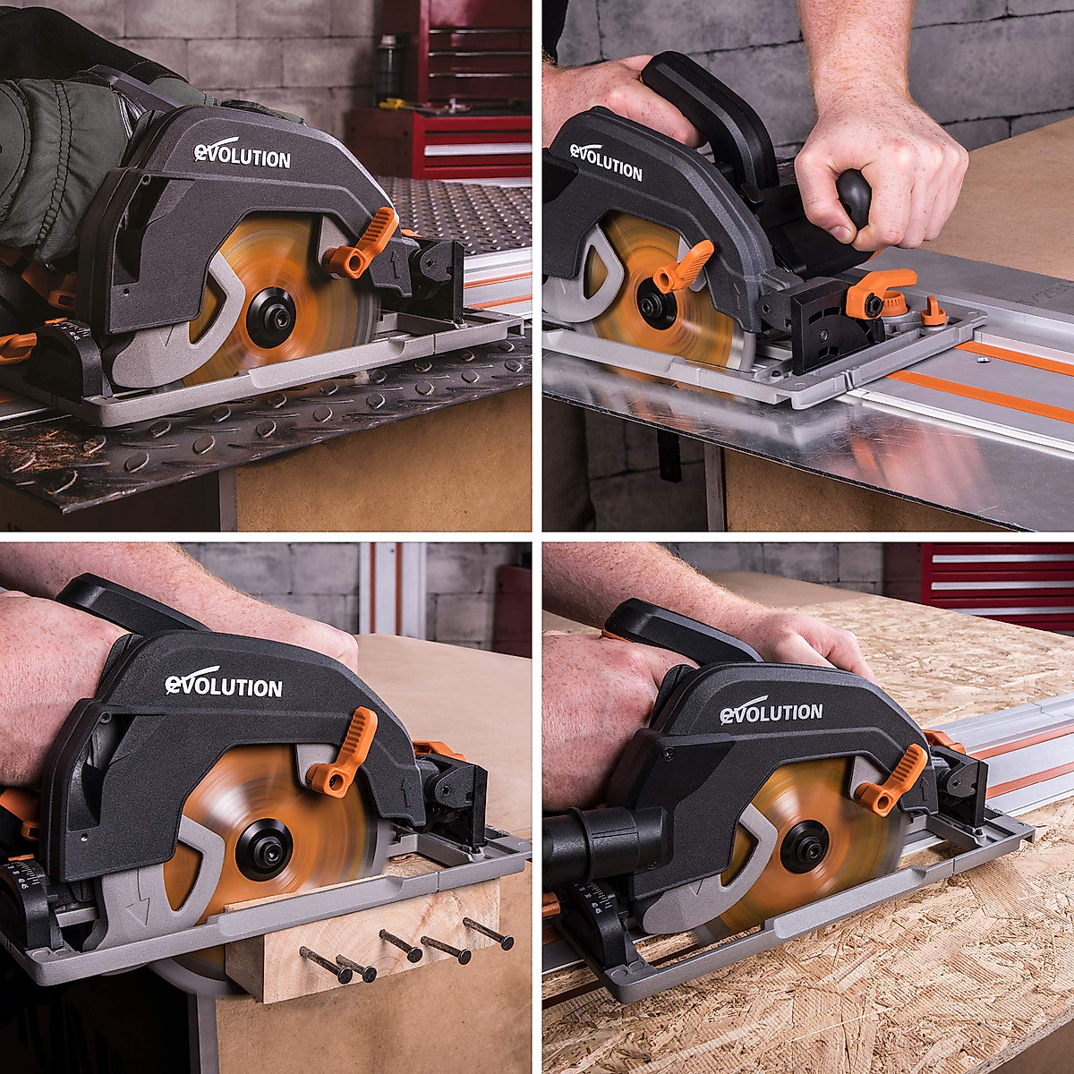 Evolution Power Tools R185CCSX Multi-Material Circular Track Saw Kit with 40" Track Included, TCT Blade Included, Cuts Wood, Plastic, Metal & More, 7-1/4 Inch