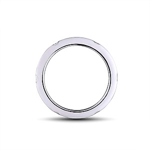 Santuzza Stackable Enamel Ring 925 Sterling Silver Stacking Cubic Zirconia Eternity Colorful Rainbow Band Rings (Small, White, 7)