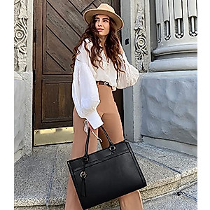 Missnine Laptop Tote Bag 15.6 inch Laptop Bag Stylish Briefcase for Women Work Shoulder Bags with Clutch Wallet 2 PCS Set