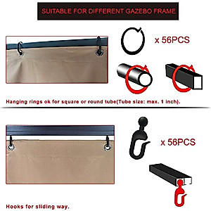 Gazebo Universal Replacement Privacy Curtain 4-Panels sidewall with Zipper (ONLY Curtain) (12' x 12', Khaki)